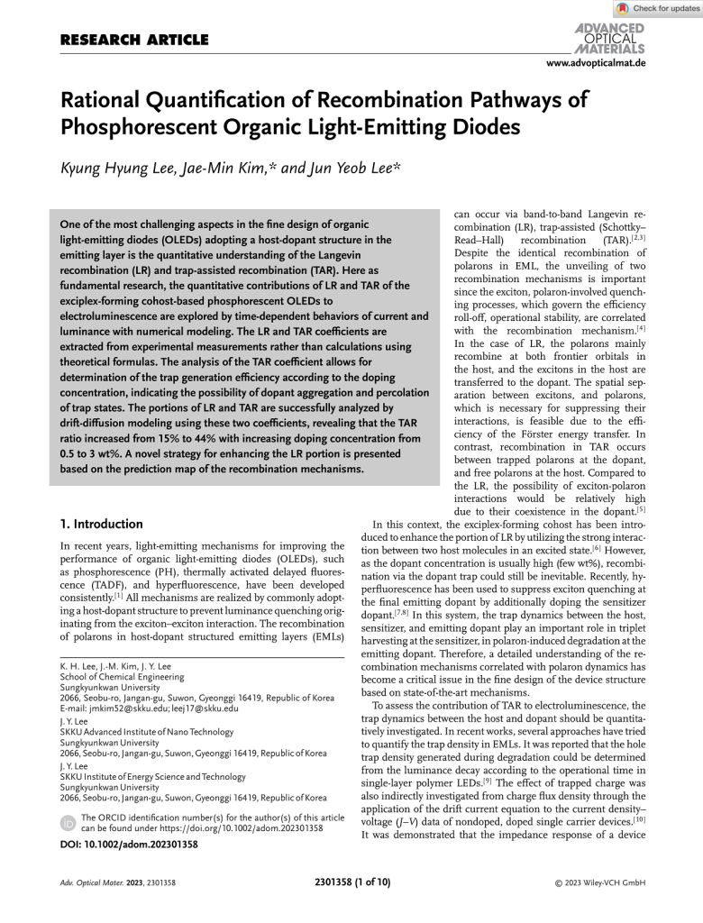 Publications – JM Kim Research Group